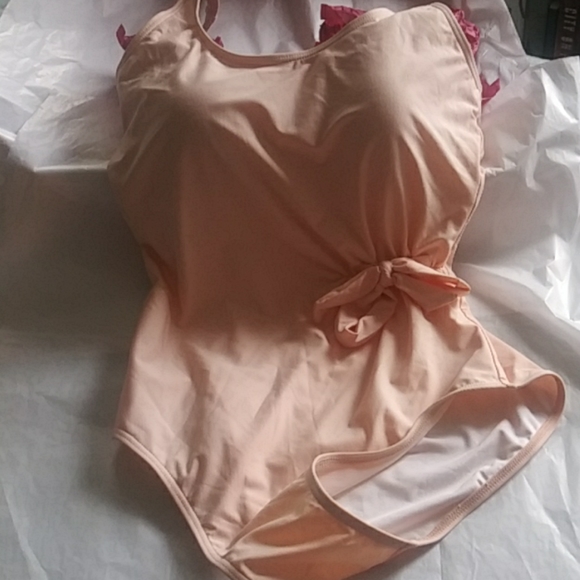 Dkny | Other | Dkny Blush Peach Satin One Piece Suit 18 New | Poshmark